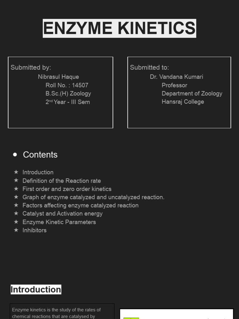 Enzyme Kinetics: Key Concepts and Factors | PDF | Enzyme | Reaction Rate