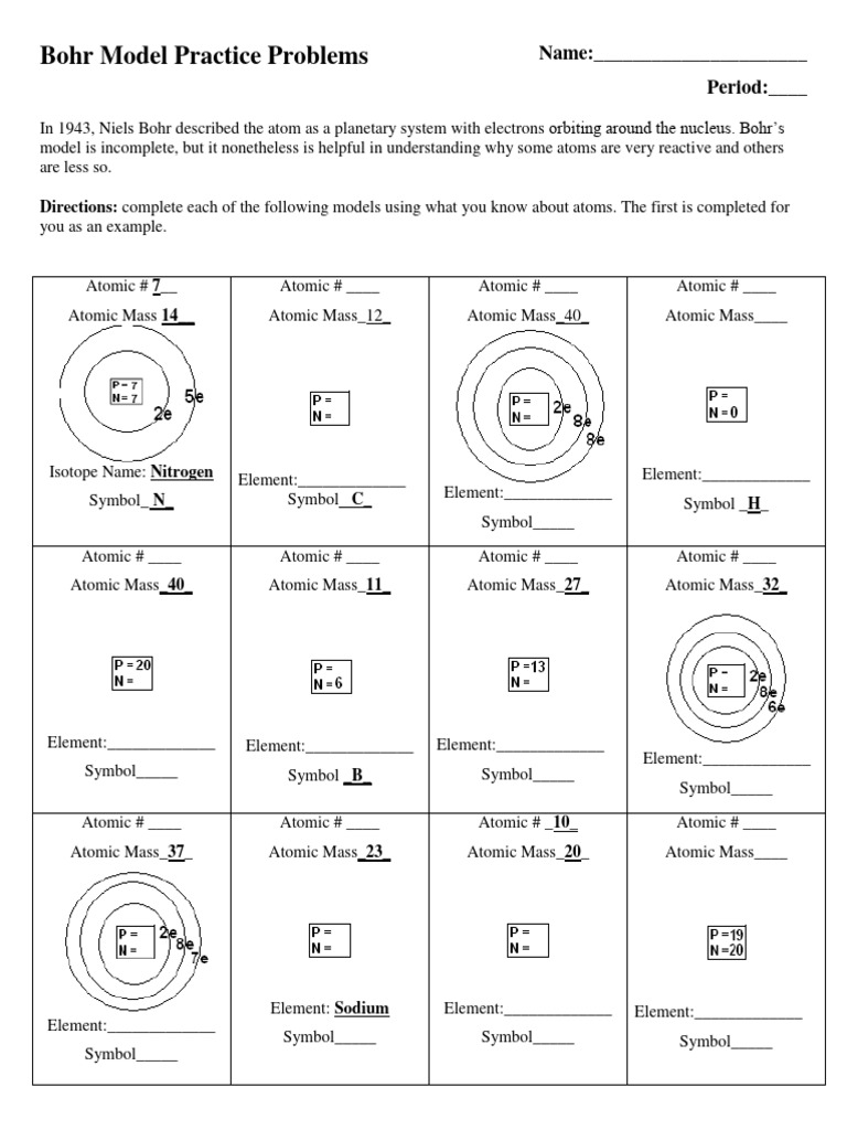 Periodic_Table_Bohr_Practice | PDF | Chemical Elements | Atoms