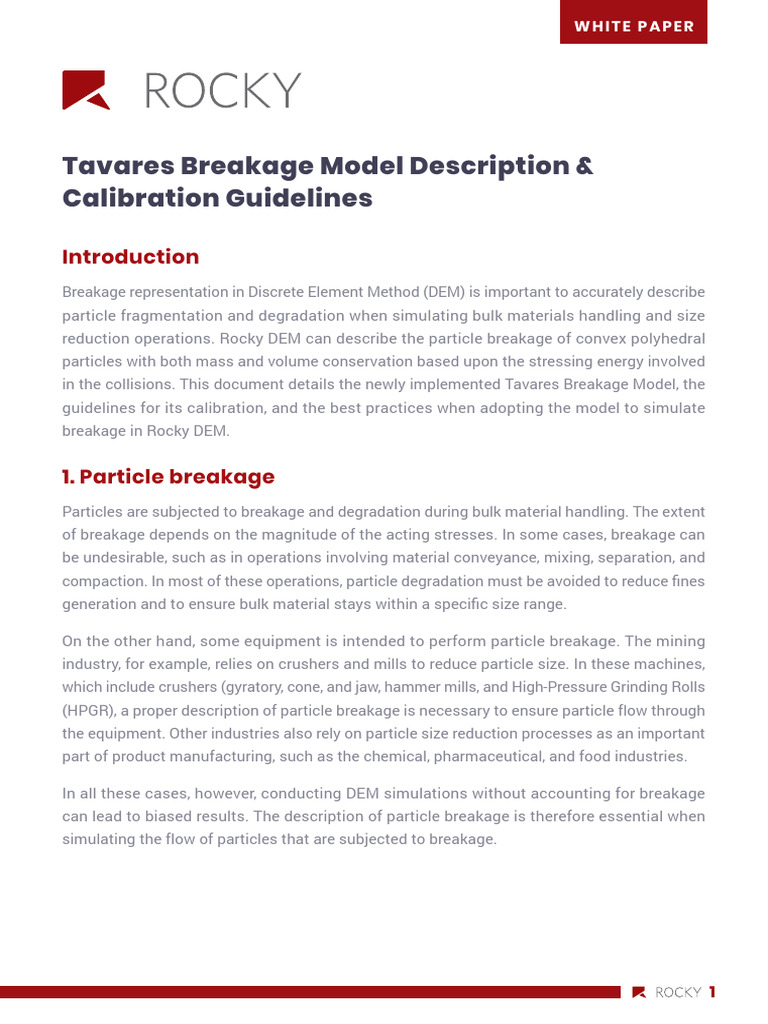 White Paper Tavares Model Rocky | PDF | Mill (Grinding) | Fracture