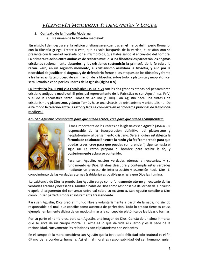 Filosofía Moderna: Descartes y Locke | PDF | René Descartes | Teoría de ...