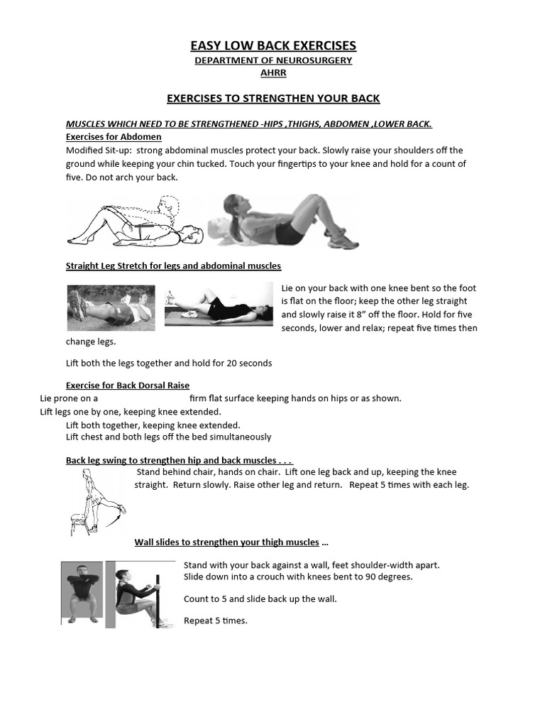 Low Back Ache Exercises | PDF | Knee | Musculoskeletal System