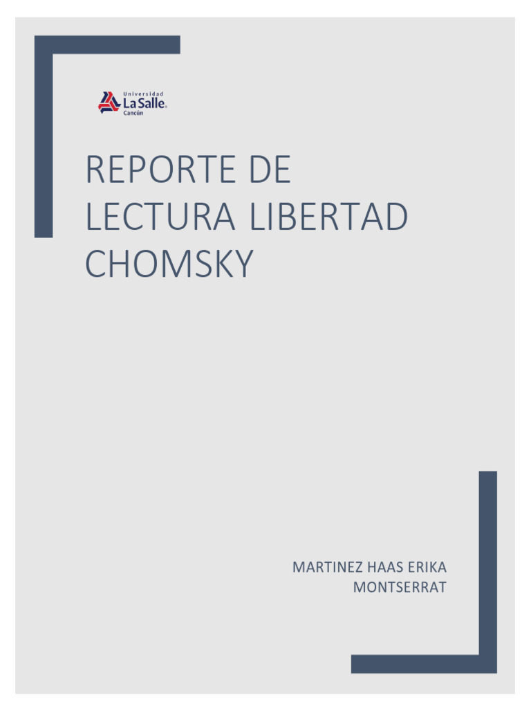 REPORTE DE LECTURA Libertad Chomsky | PDF | Noam Chomsky | Libertad