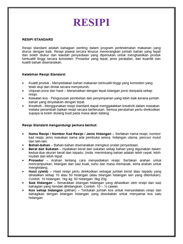 Resipi Standard | PDF