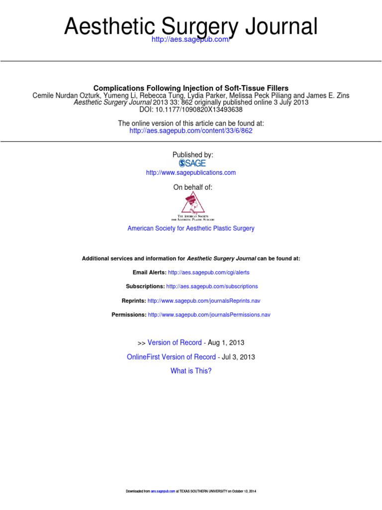 Soft-Tissue Filler Complications | PDF | Plastic Surgery | Visual ...