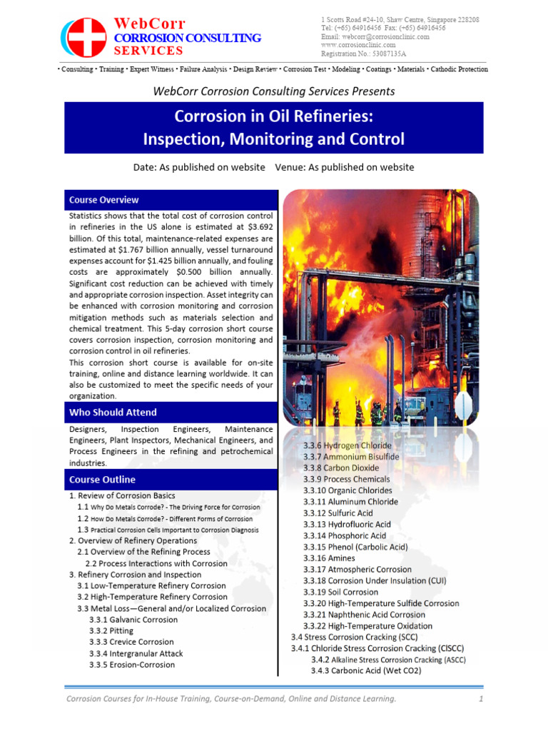 Corrosion in Oil Refineries - Inspection - Monitoring and Control | PDF ...
