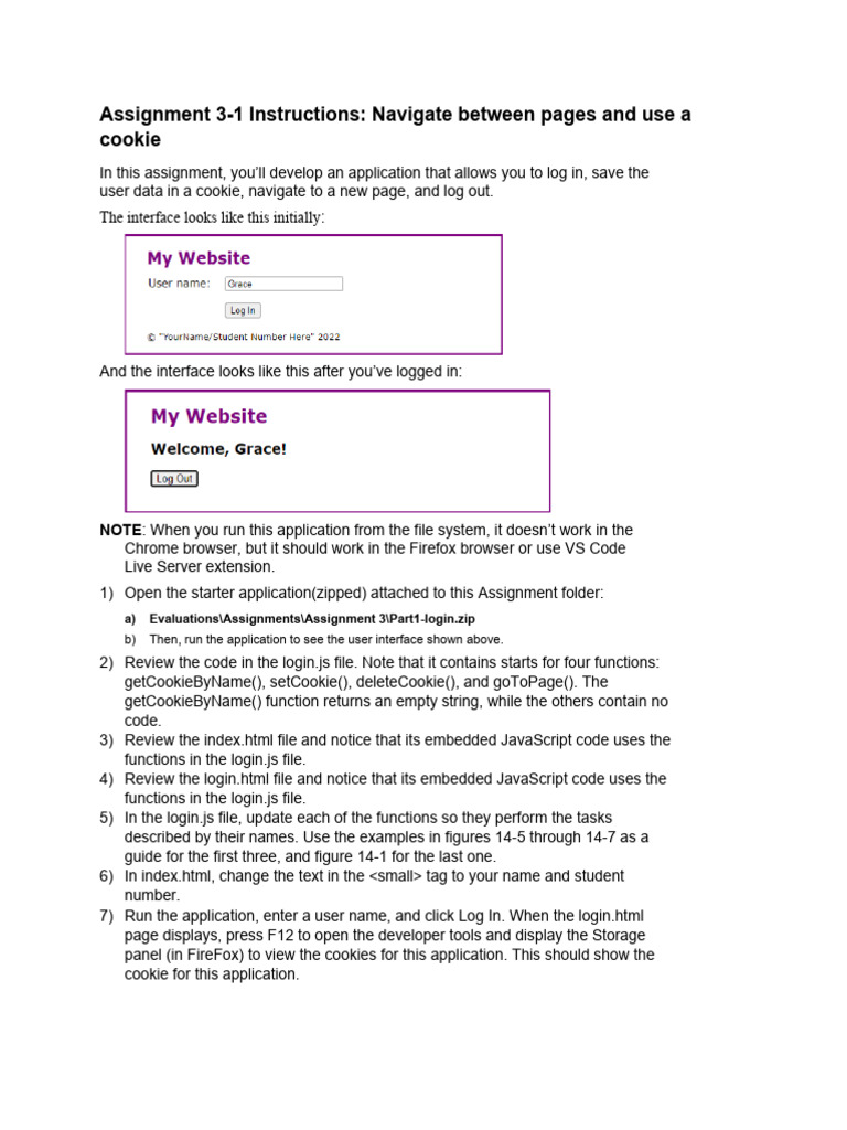 Assignment3 Instructions | PDF | Http Cookie | Login