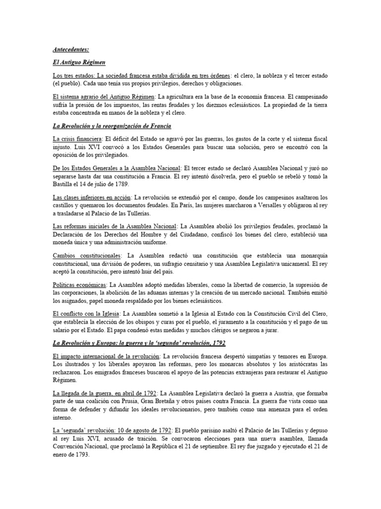 Revolucion Francesa (Taller) | PDF | revolución Francesa | Reino del terror