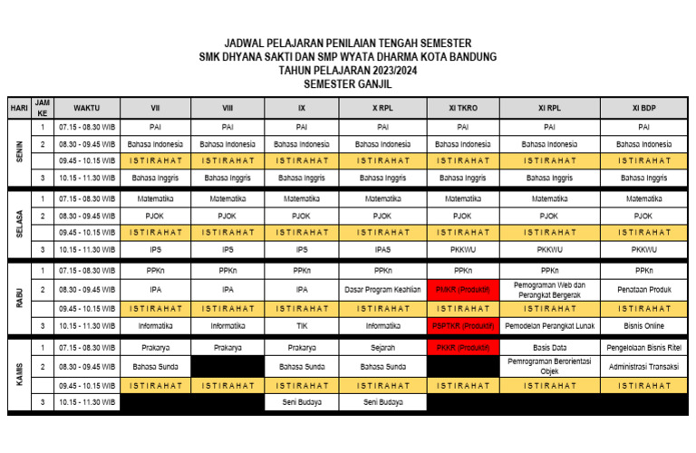 Jadwal PAS | PDF