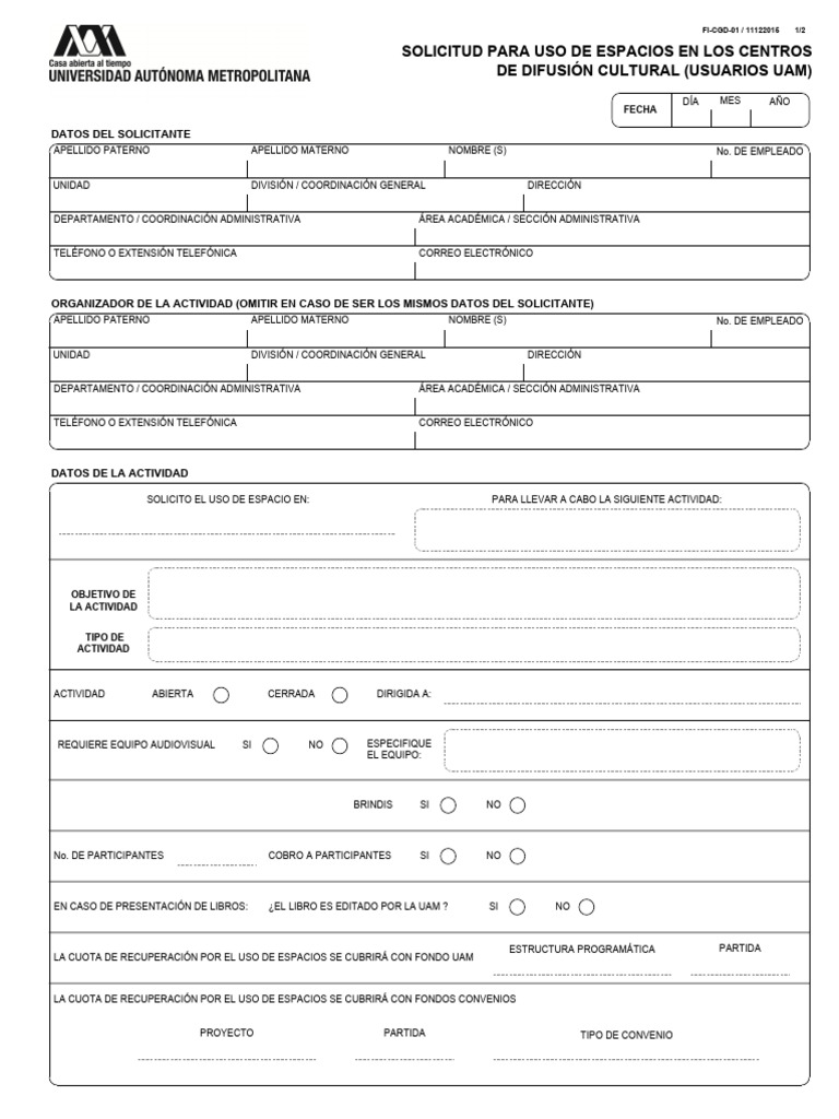 Solicitud de Espacios Usuarios UAM | PDF | Informática