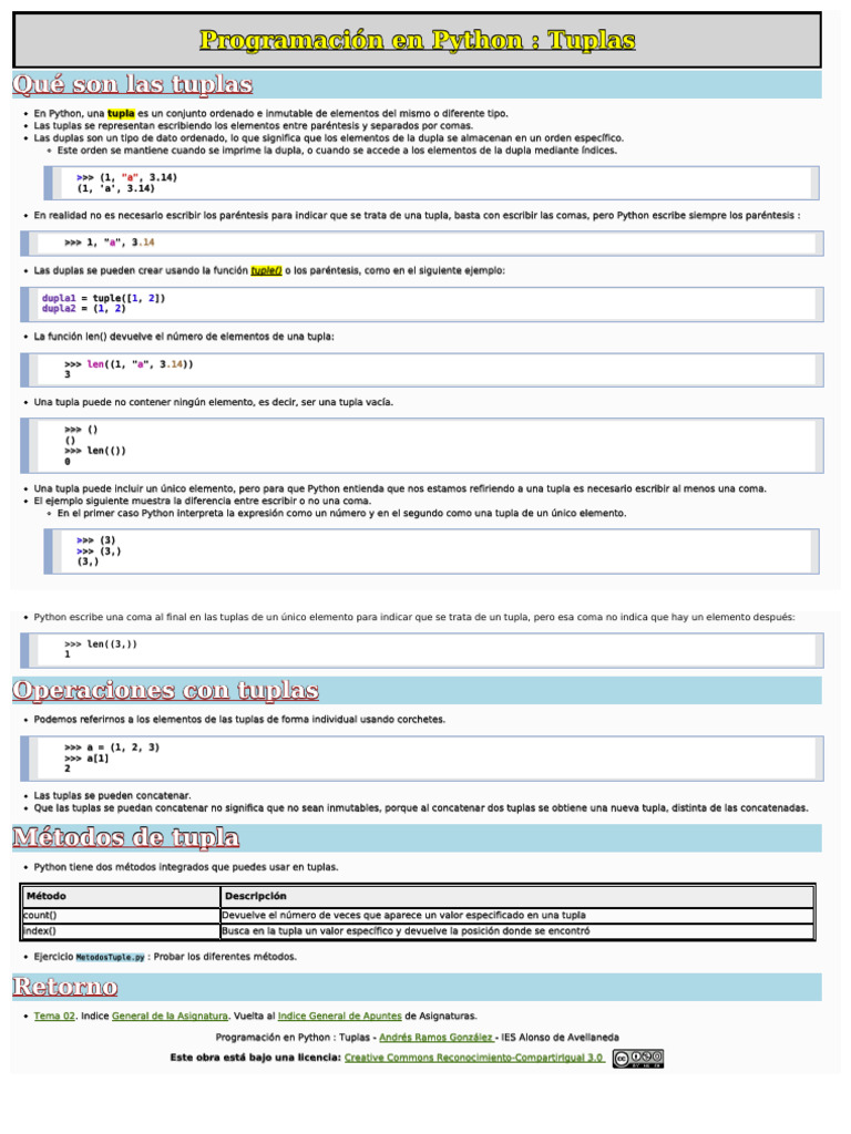 Ut02 05tuplas | PDF | Python (lenguaje de programación) | Paradigmas de programación