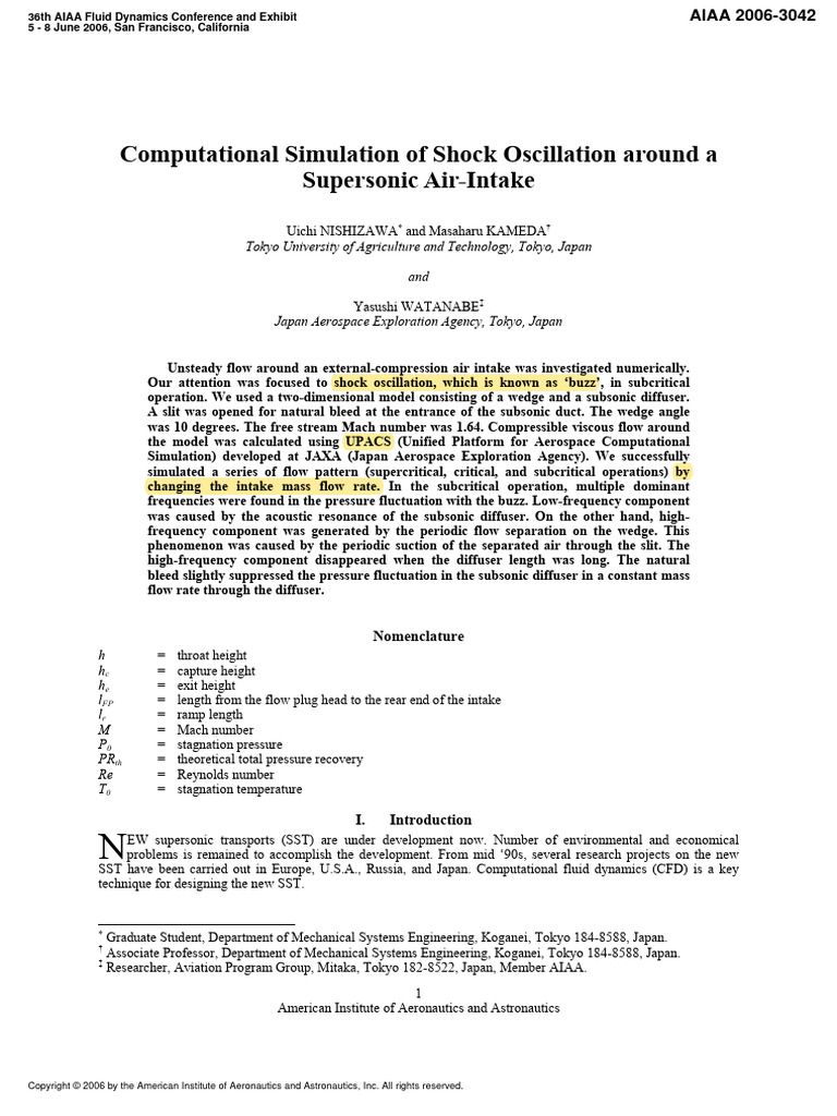 Computational Simulation of Shock Oscillation Around A | PDF | Fluid ...