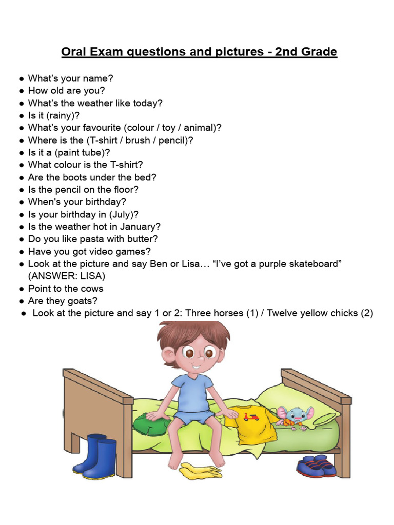 Oral Exam Questions and Pictures - 2nd Grade | PDF | Sports ...