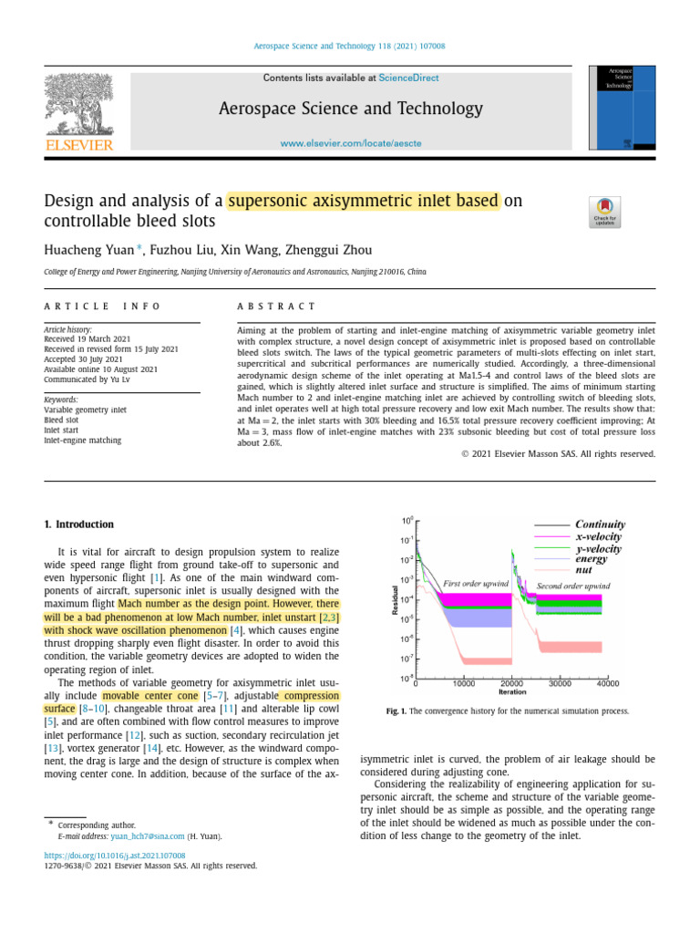 Design and Analysis of A Supersonic Axisymmetric Inlet Based On ...