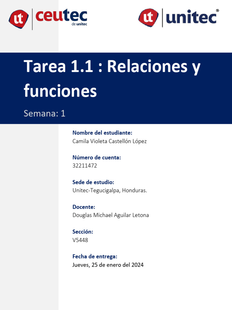 Annotated-Tarea - 1.1 Relaciones y Funciones DUV | PDF | Matemáticas ...