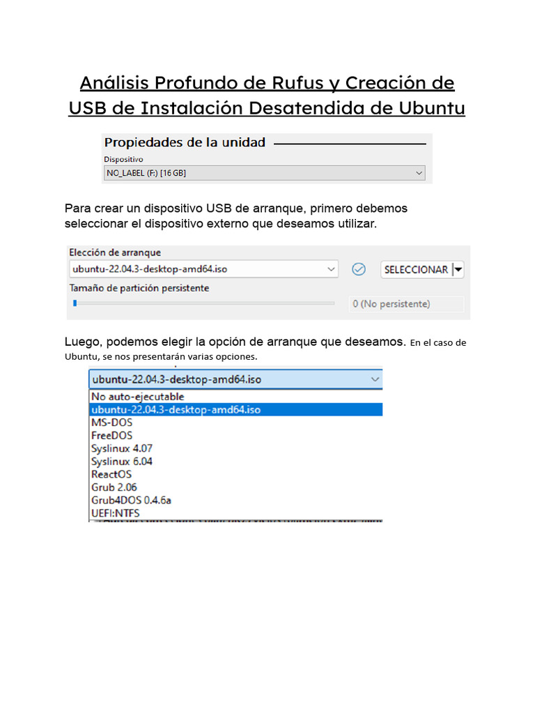 Creación de USB de Ubuntu con Rufus | PDF | Informática