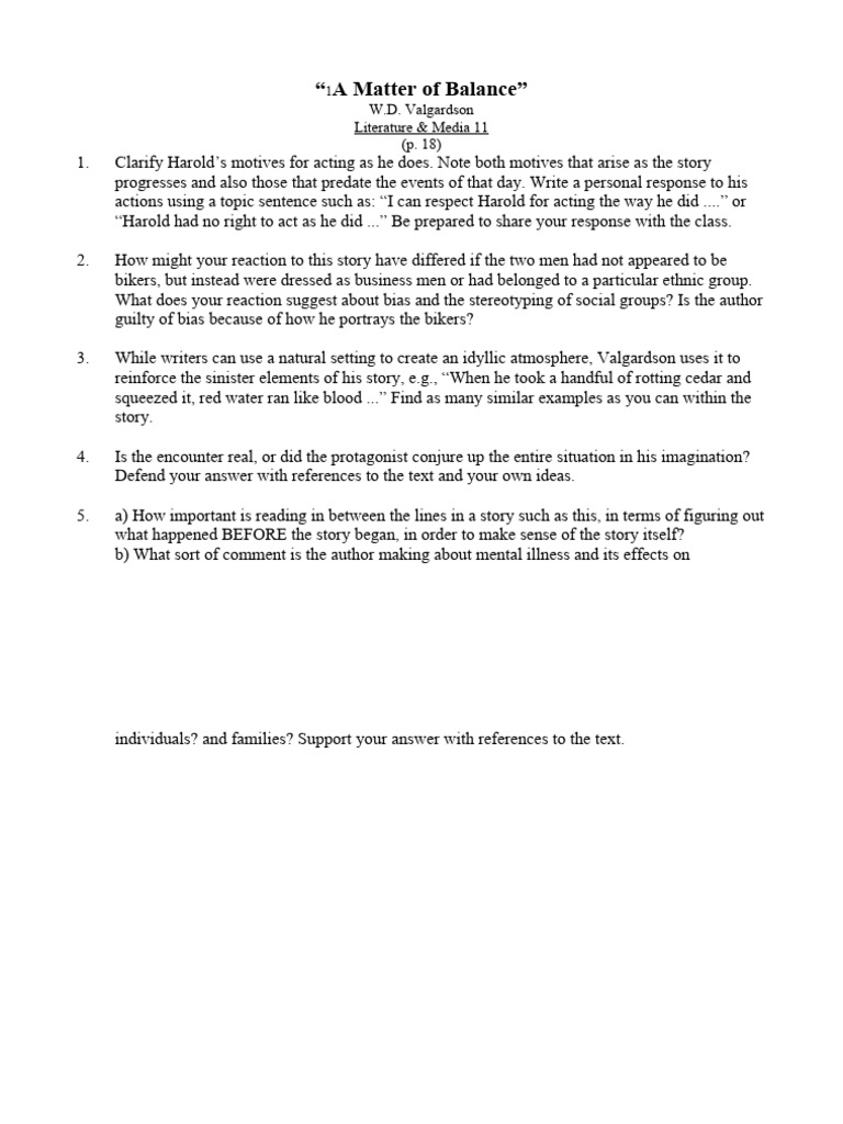 A Matter of Balance | PDF