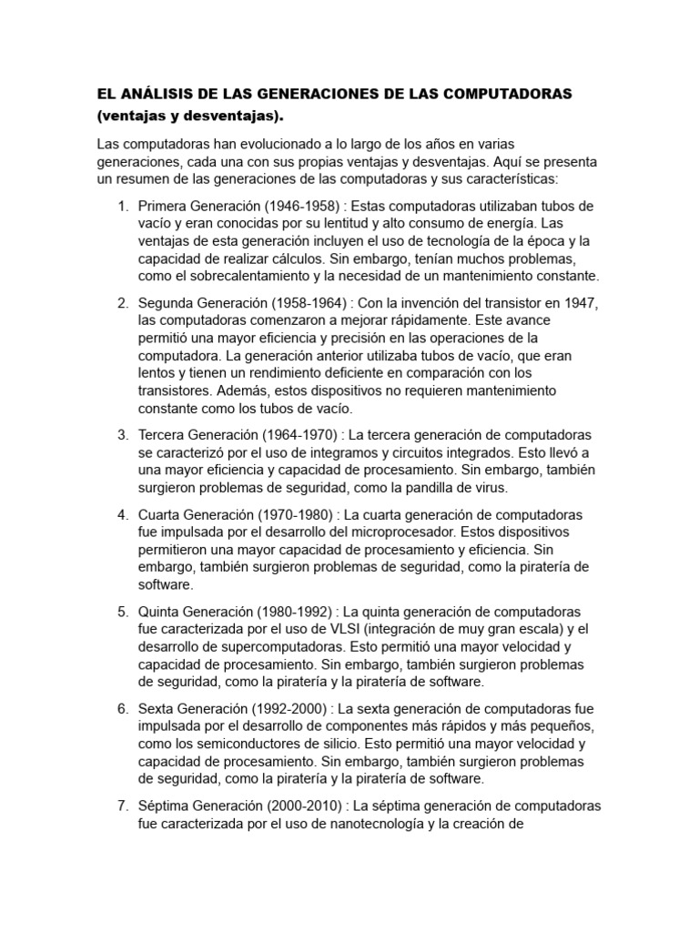 Las Computadoras Han Evolucionado a Lo Largo de Los Años en Varias ...