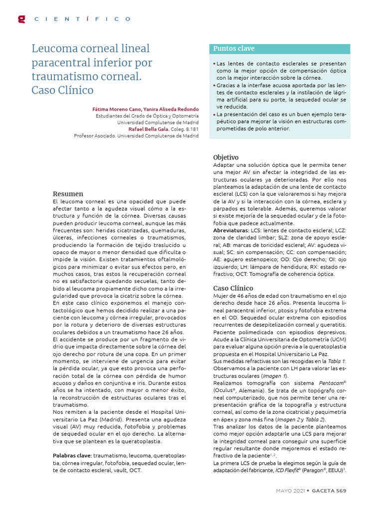 Caso Clinico - Leucoma Corneal Lineal Paracentral Inferior | PDF ...