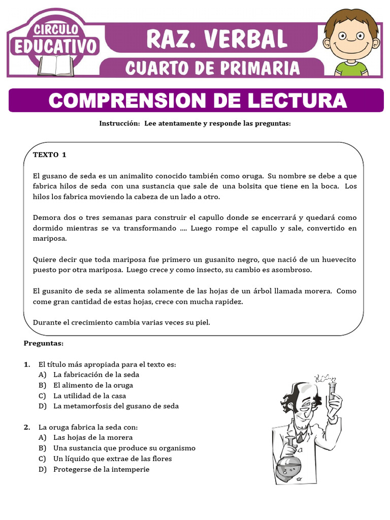 Comprension Lectora Para Cuarto De Primaria Descargar Gratis Pdf