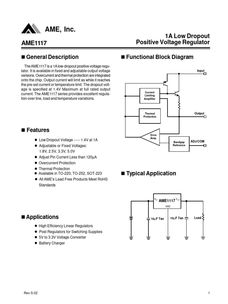 AME1117 | Download Free PDF | Electronics | Electrical Components