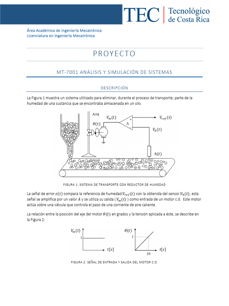 Proyectos 2021s01 Proyecto MT7001 Corrección | PDF | Matlab | Simulación