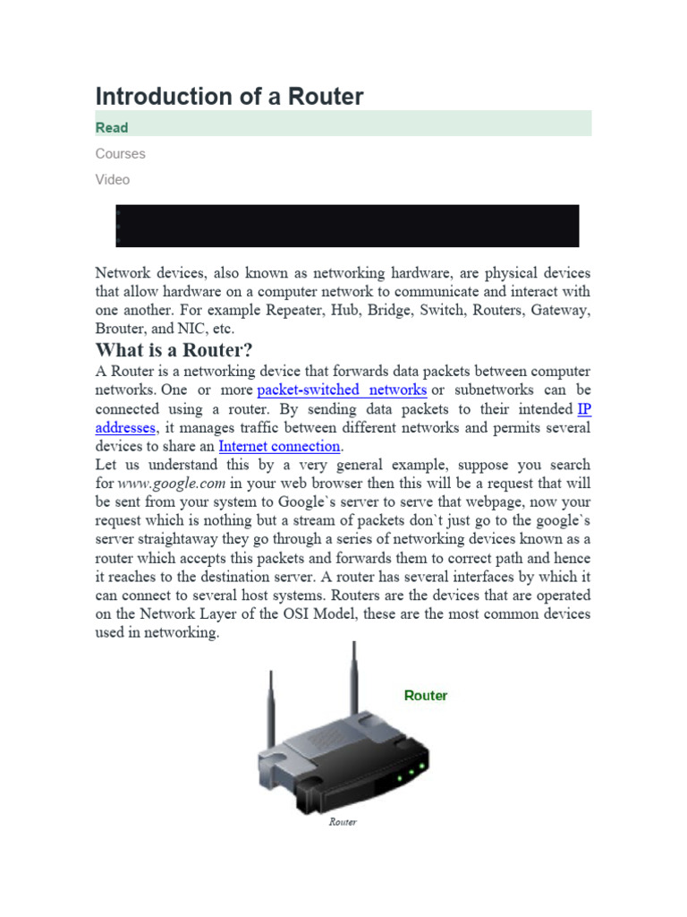 Introduction of A Router | PDF | Computer Network | Router (Computing)
