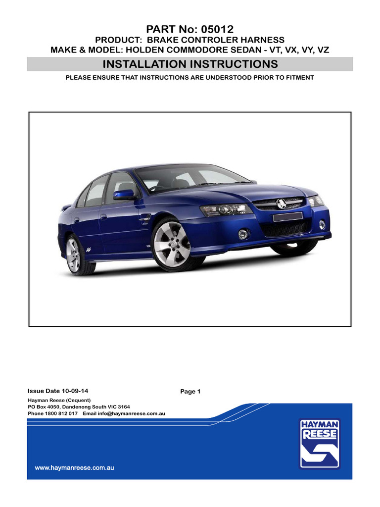 Holden Commodore Sedan VT To VZ | PDF | Electrical Connector | Wheeled ...