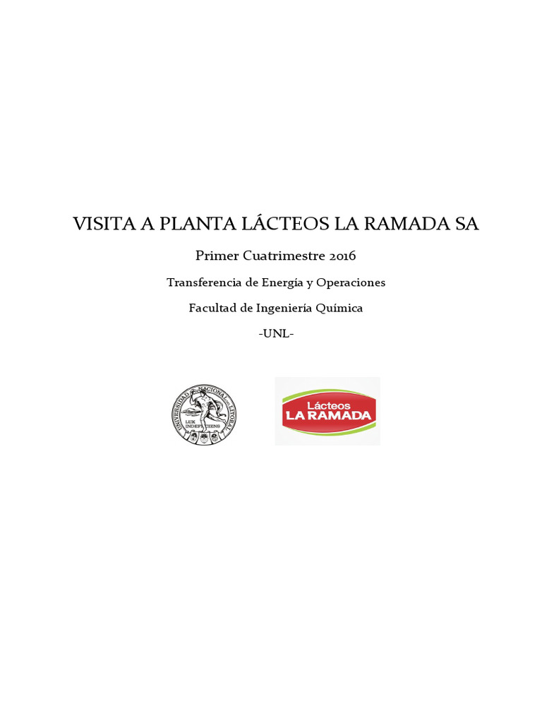 Apunte visita a planta Lácteos La Ramada SA - R03 | PDF ...