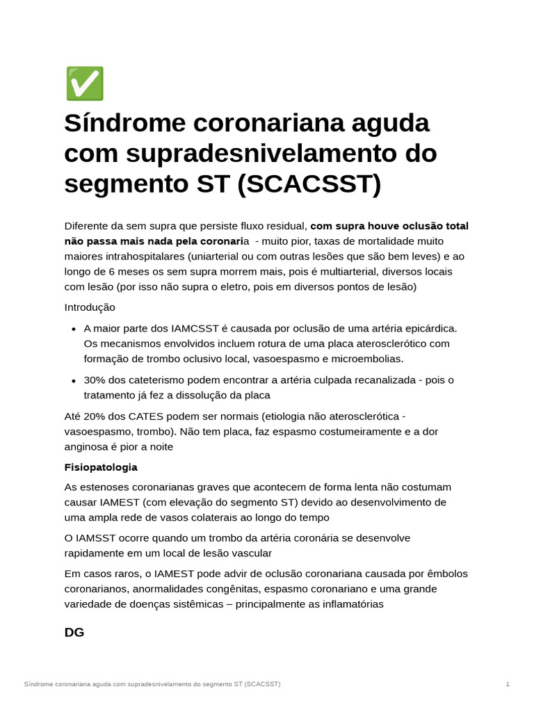 Tratamento do Infarto com Supra ST | PDF | Infarto do Miocárdio ...