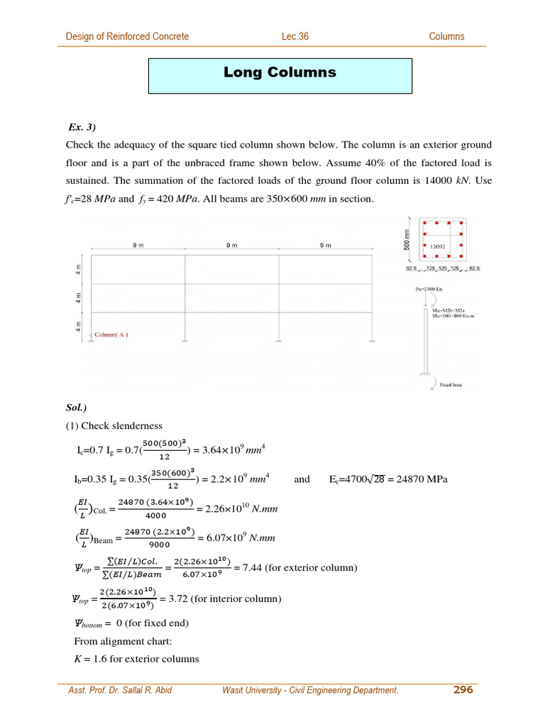 Lec.35 Long Columns II | PDF | Physical Sciences | Environmental Design