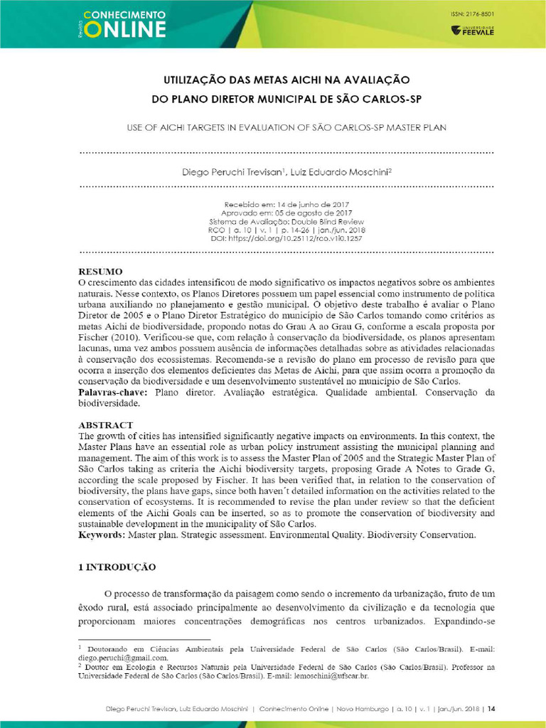 BIODIVERSIDADE - Utilização Das Metas Aichi Na Avaliação Do Plano ...