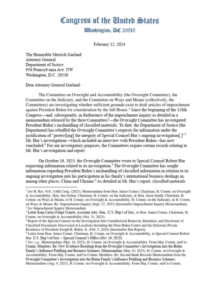 DOJ - Transcript + Video Letter 02122024.FINAL | PDF | Joe Biden ...