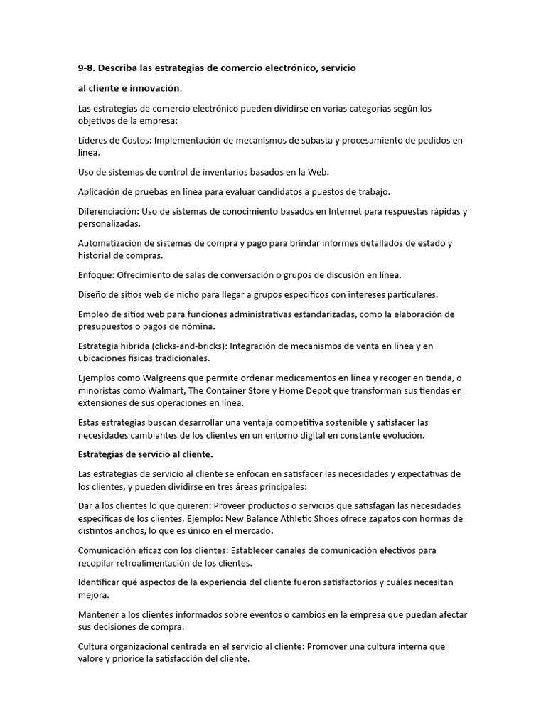 Pregunta 9.8 Desarrollo Gerencial | PDF | Innovación | Business