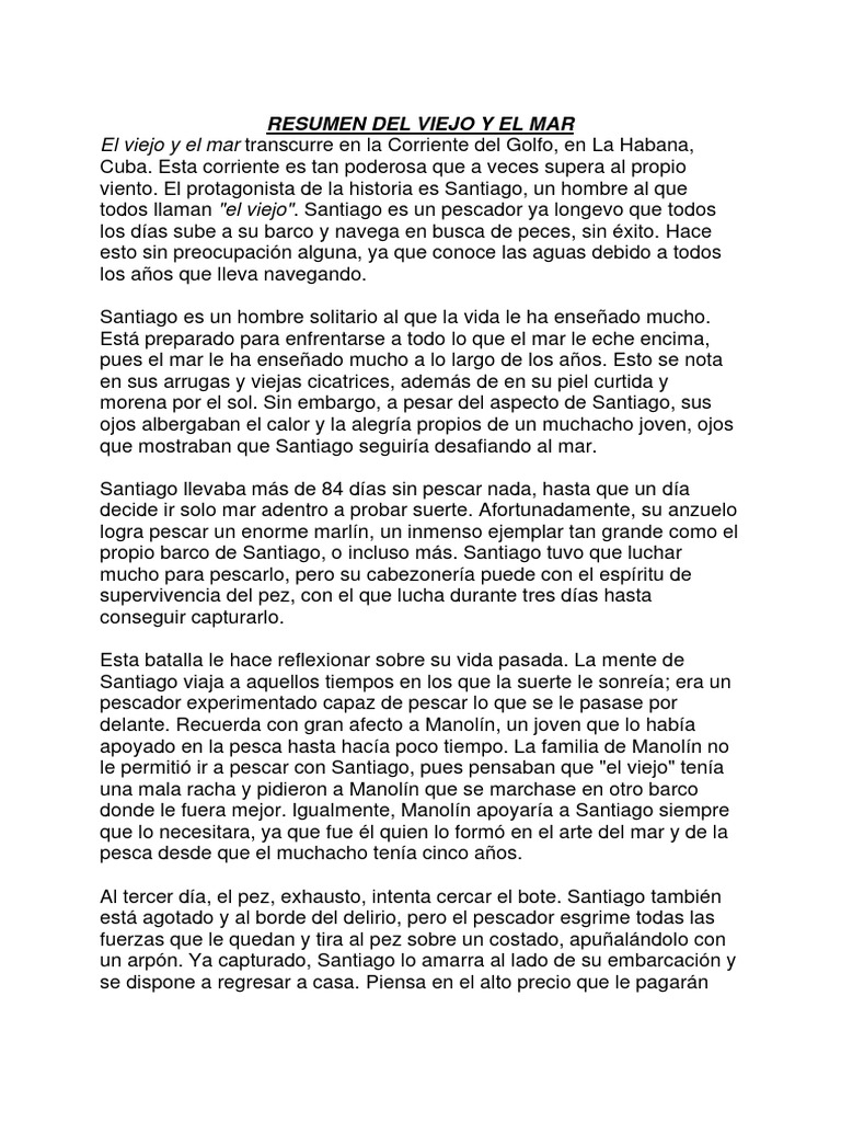 Resumen Del Viejo y El Mar | PDF