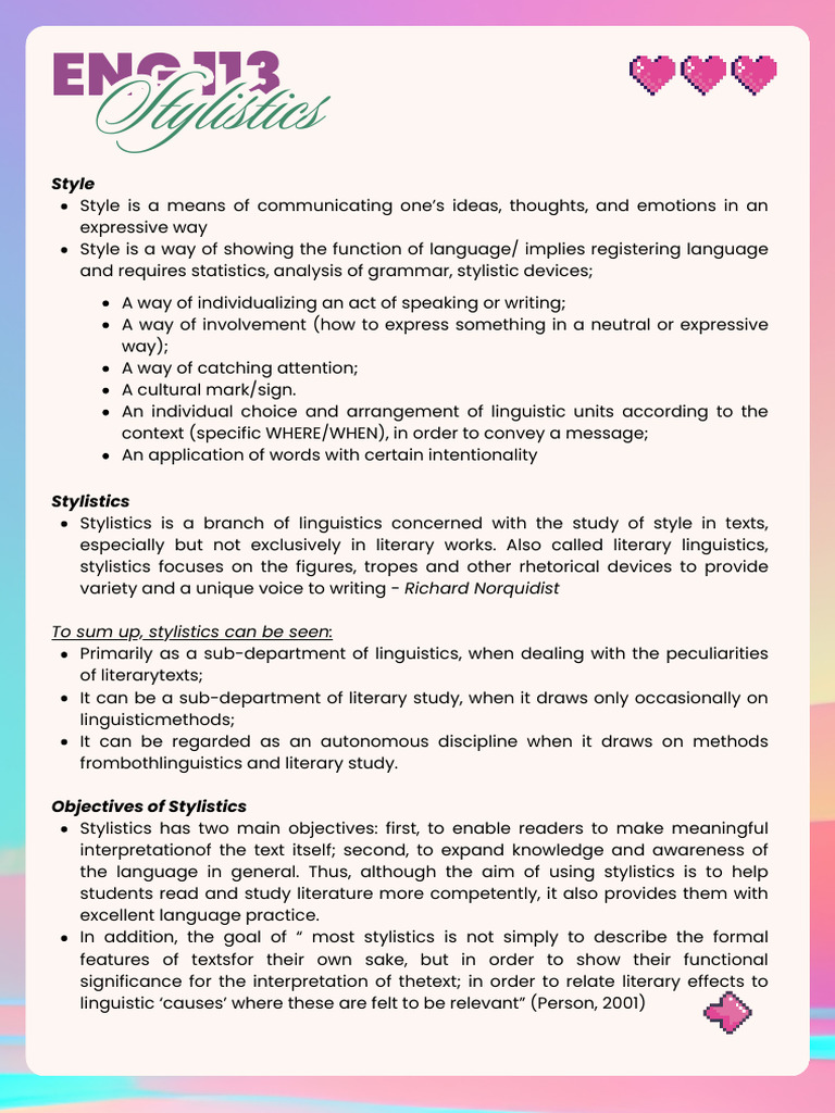 Stylistics and Analysis Discourse Notes | PDF | Linguistics | Communication