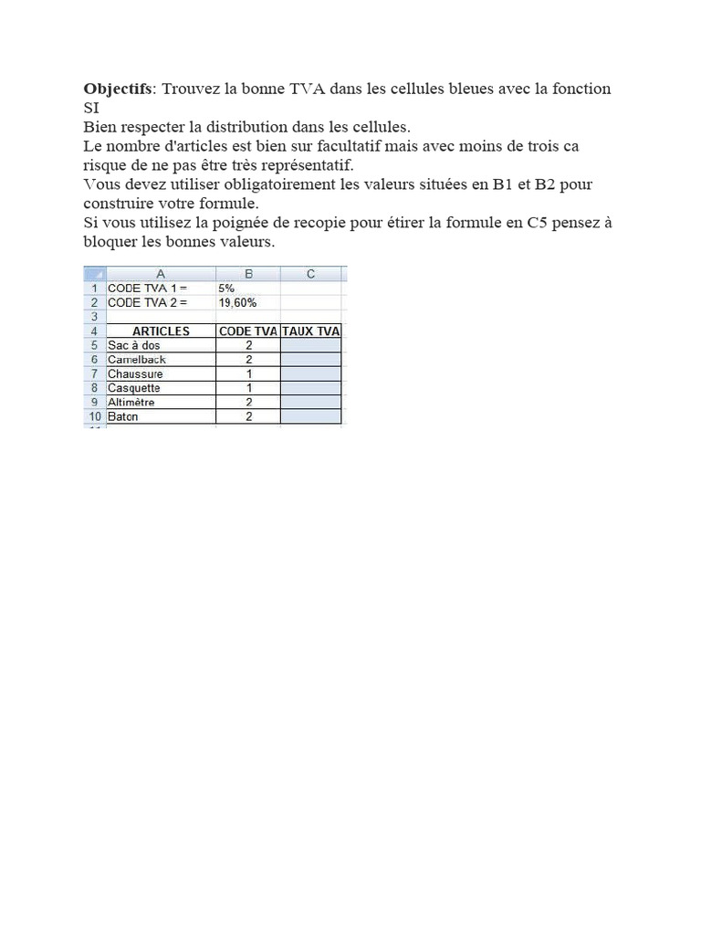 Exercice 1 Excel | PDF