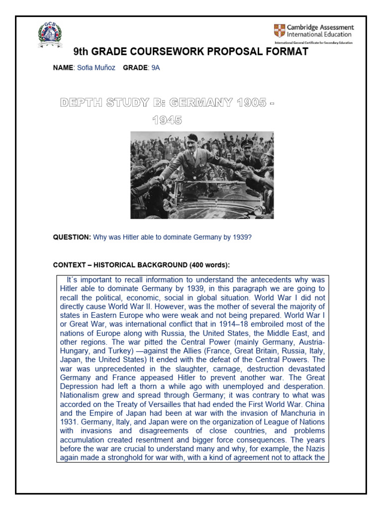 Coursework Final Proposal Sofia M | PDF | Nazi Germany | Adolf Hitler