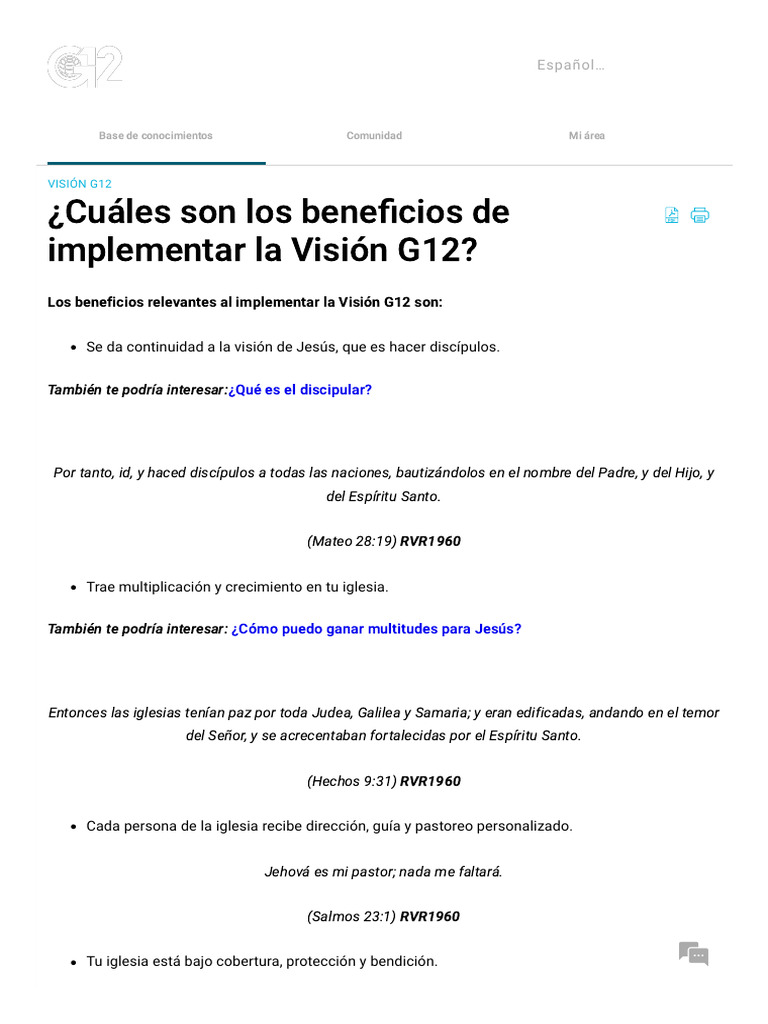 ¿Cuáles Son Los Beneficios de Implementar La Visión G12 | PDF