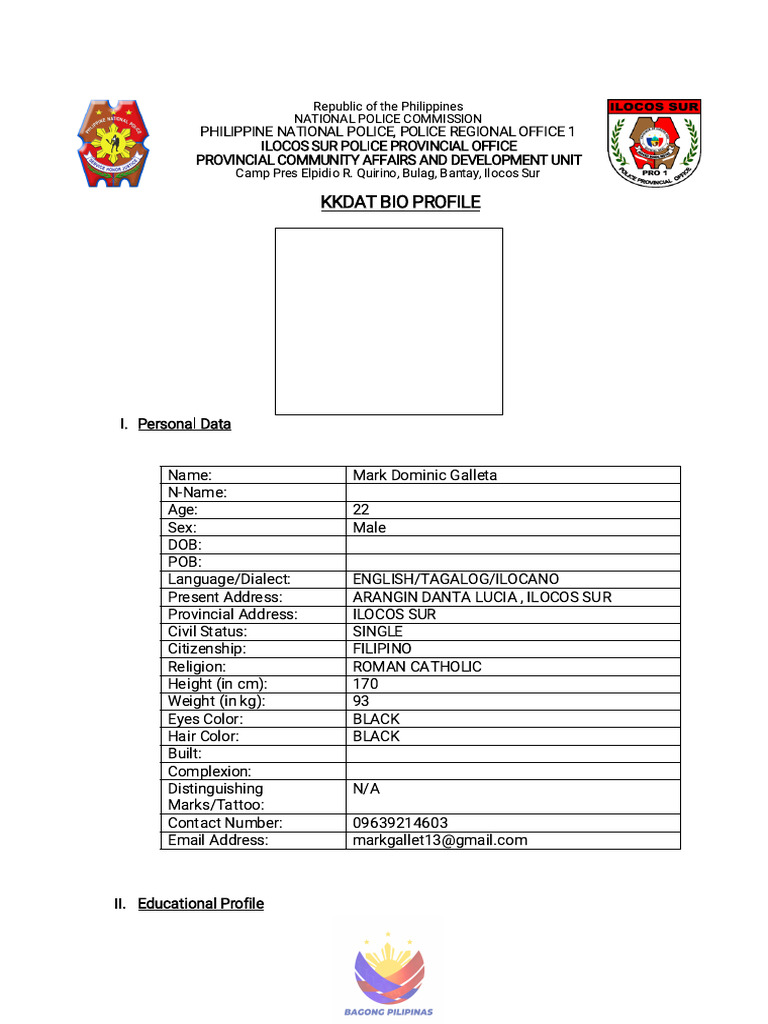 KKDAT Bio Profile of Mark Galleta | PDF | Asia | Southeast Asia