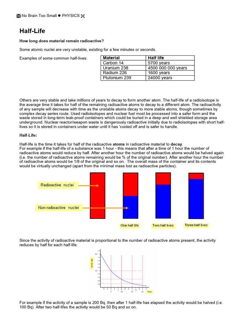 Phys 91172 Half-Life | PDF | Radioactive Decay | Radionuclide