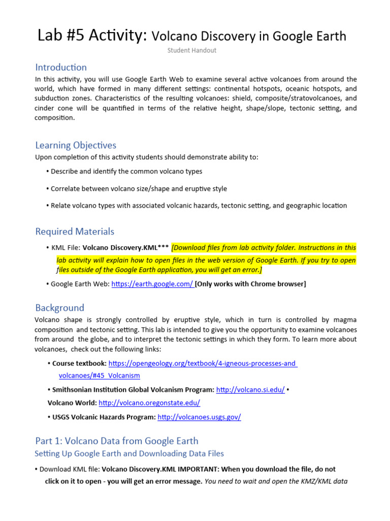 #5 - Volcanoes Lab Activity-F23 Version | PDF | Volcano | Earth Sciences
