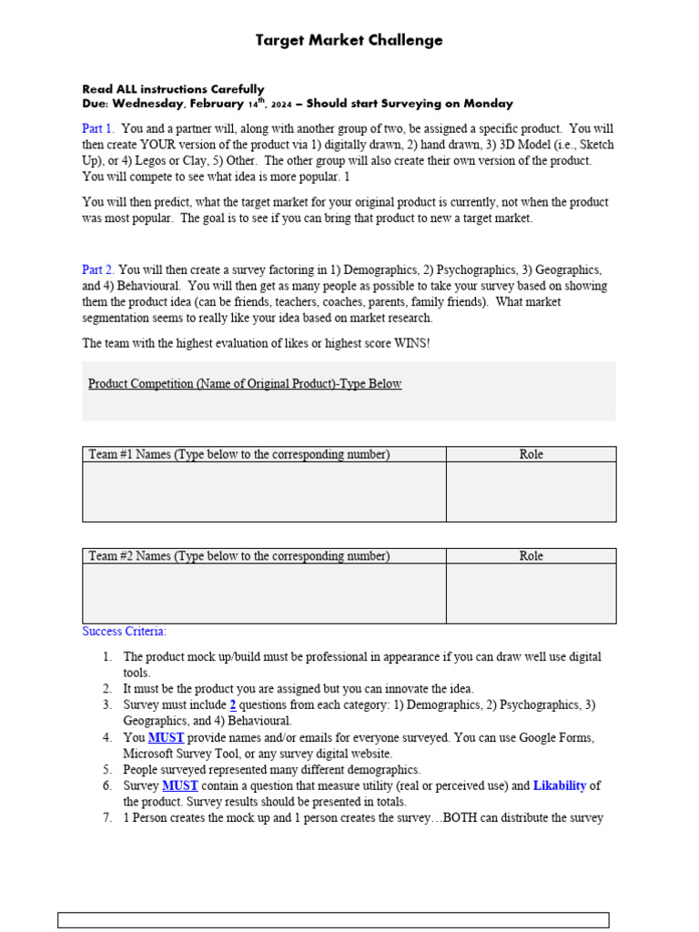 Target Market Challenge | Download Free PDF | Market Segmentation ...