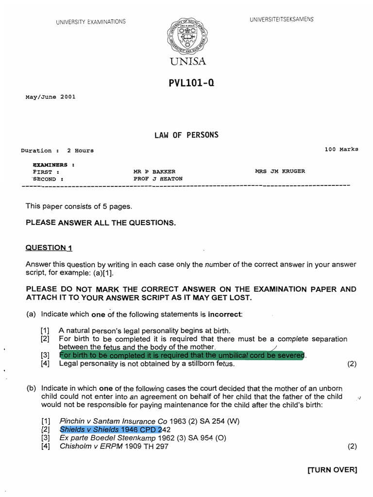 PVL1501 Past Paper | PDF