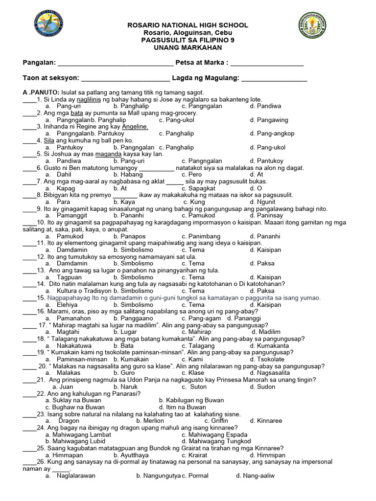 Fil 9 - Unified - 1ST Quarter | PDF