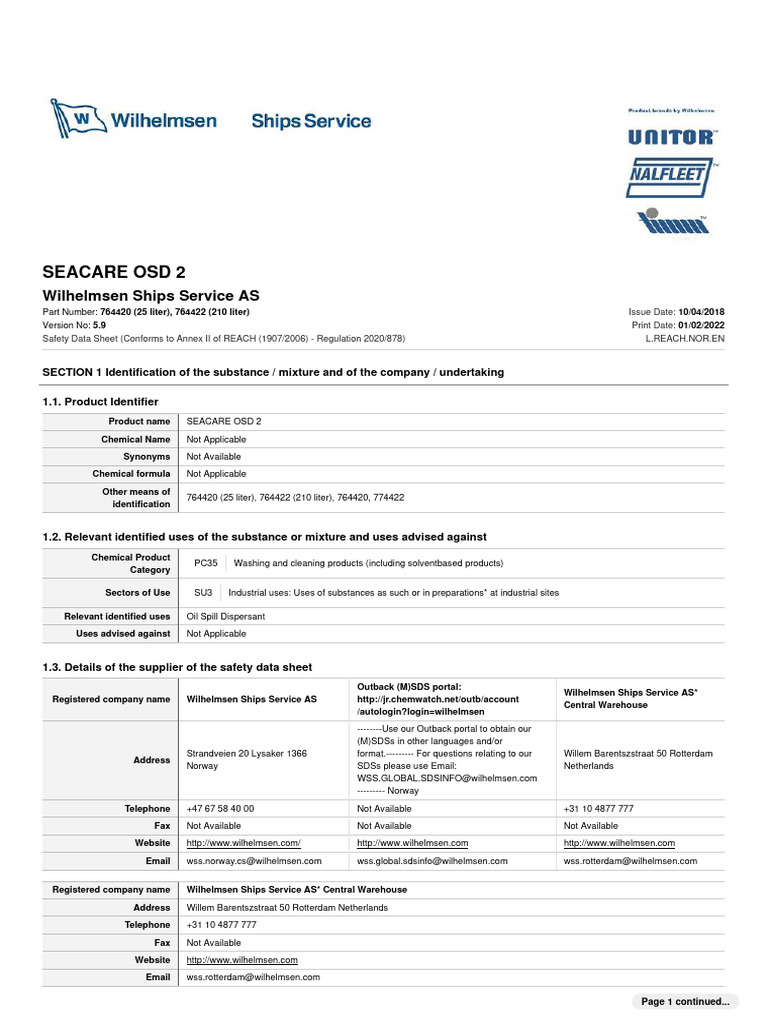 Seacare Osd 2 PDF | PDF | Toxicity | Waste Management