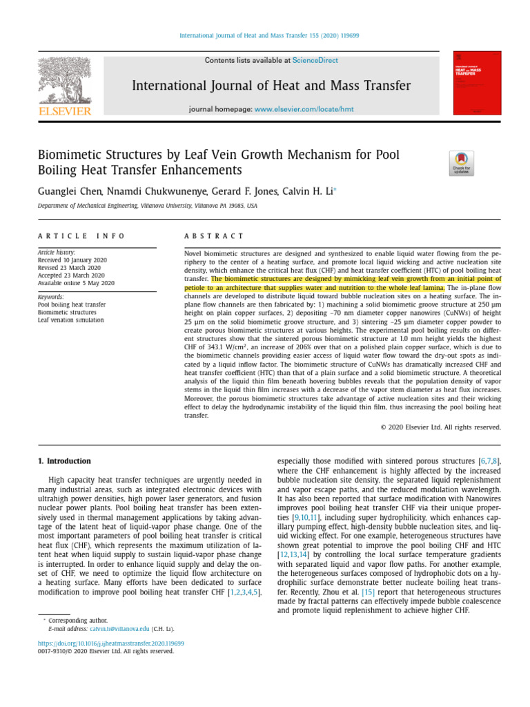 Biomimetic Structures by Leaf Vein Growth Mechanism For Pool Boiling Heat Transfer Enhancements ...
