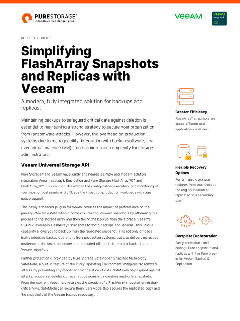 SB Flasharray Snapshots Replicas Veeam | PDF | Backup | Data