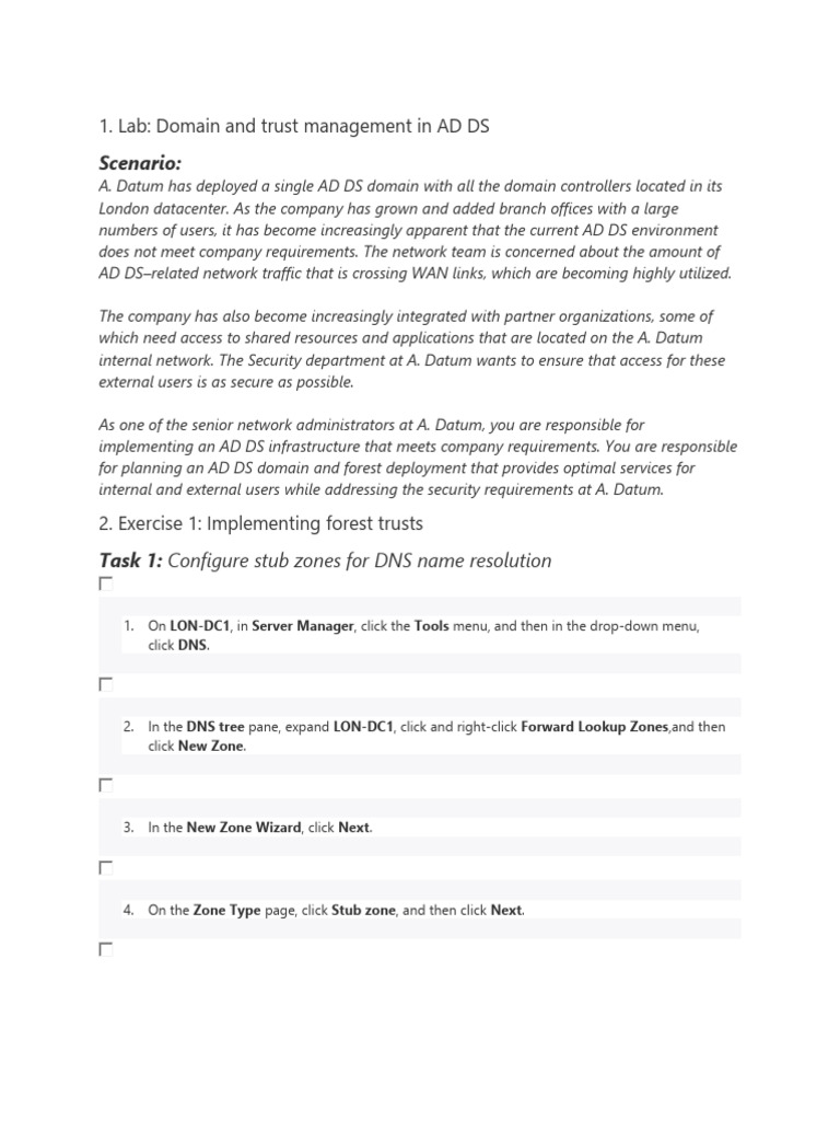 AD DS Trusts & Domain Management | PDF | Active Directory | Domain Name ...