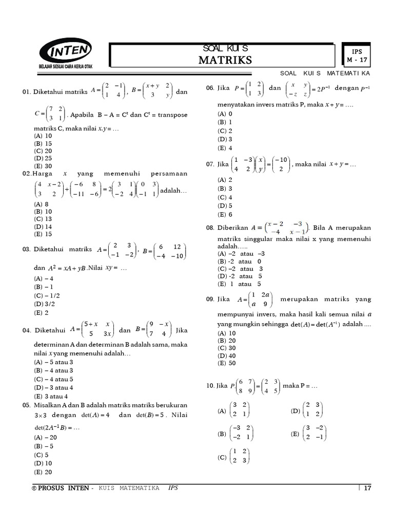M17 - Kuis IPS - Matriks | PDF