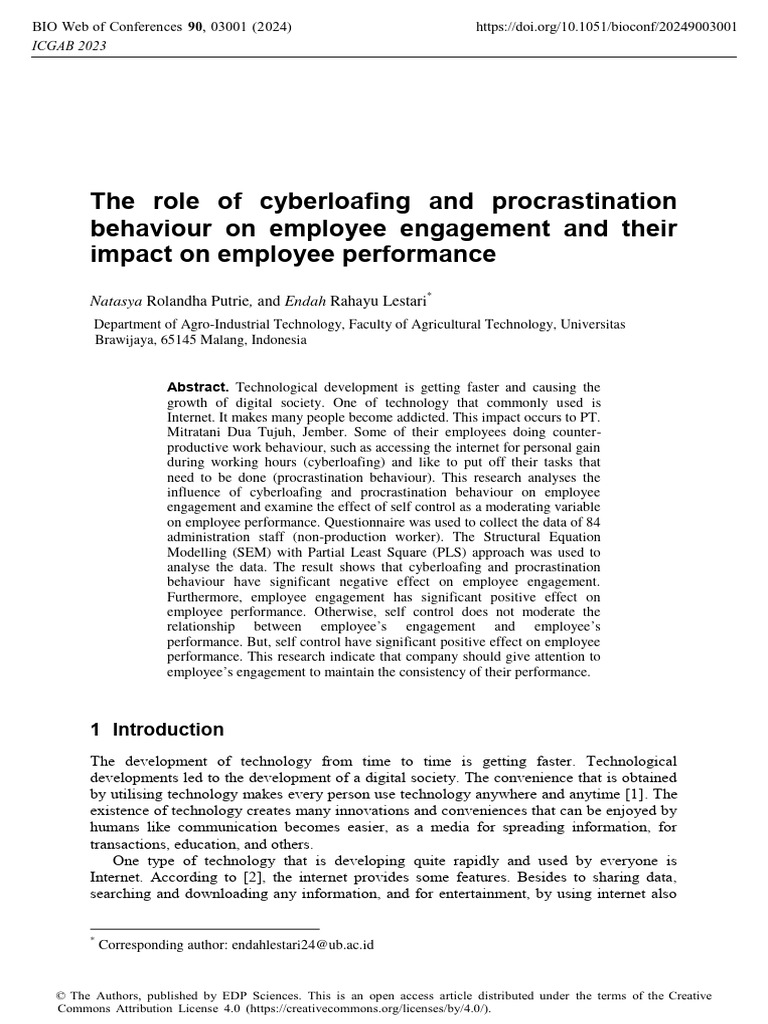 Cyberloafing's Impact on Employee Engagement | PDF | Internet | Self ...